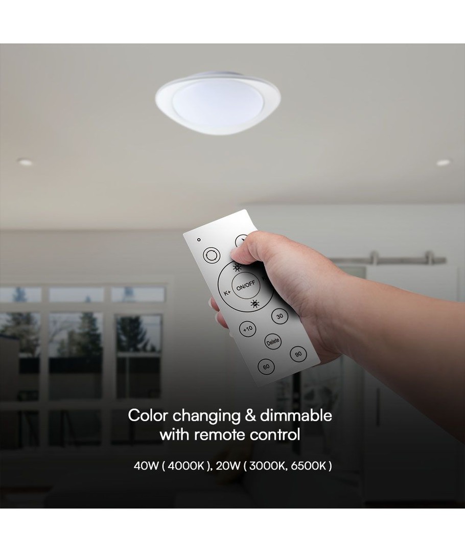 LED Designer Dome Light - 20W/40W/20W, Fjärrkontroll, Phantom Cover, Dimbar