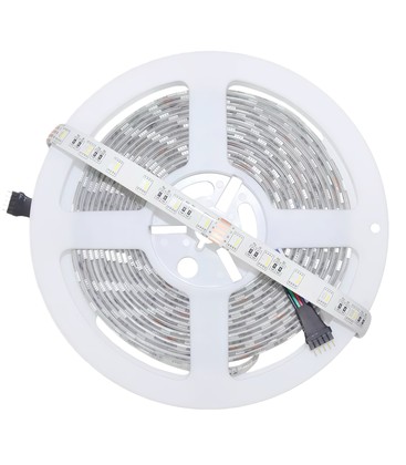 5 meter 12W/m RGB+WW LED-strip - 24V DC, IP65, 60 LED per meter