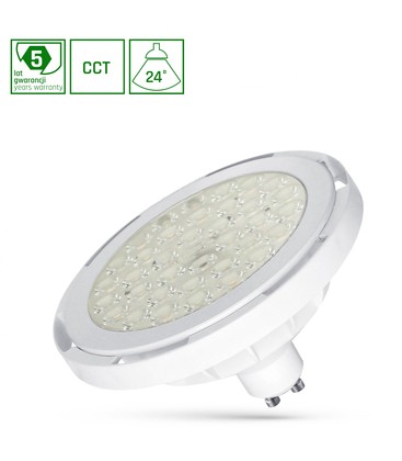 Ar111 LED 8,5W GU10 - 230V, 24°, CCT, vit, Spectrum