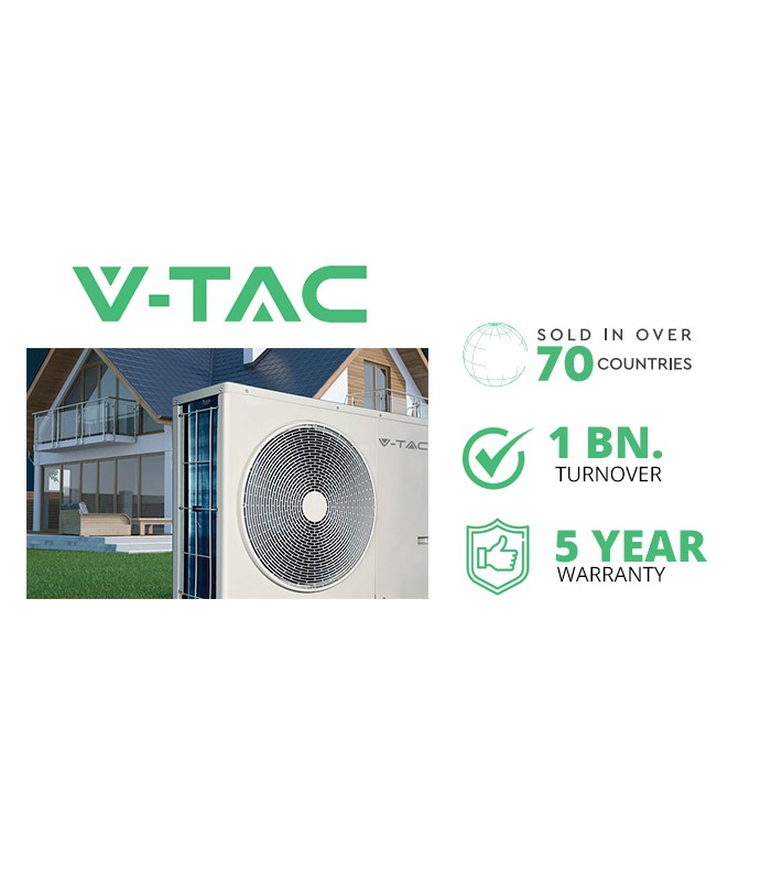 V-Tac 12kW Monoblock värmepump - Luft-till-vatten, 230V, 1-fas, A+++ V-Tac 12kW Monoblock värmepump - Luft-till-vatten, 230V, 1-fas, A+++